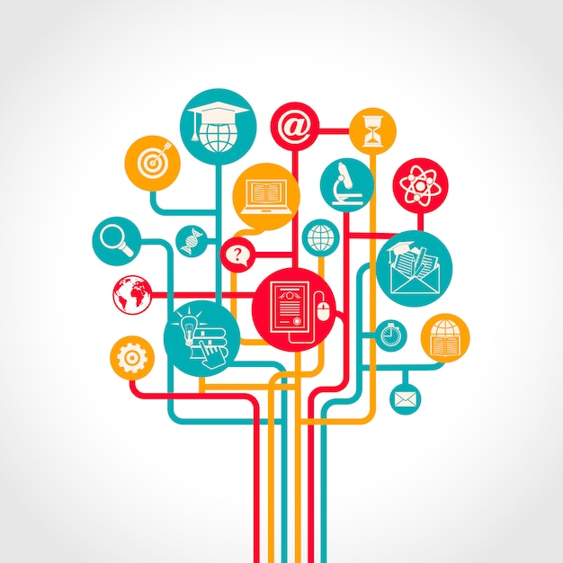 Vibrant Interconnected Digital Technology Symbols and Icons | Jiffy Designs