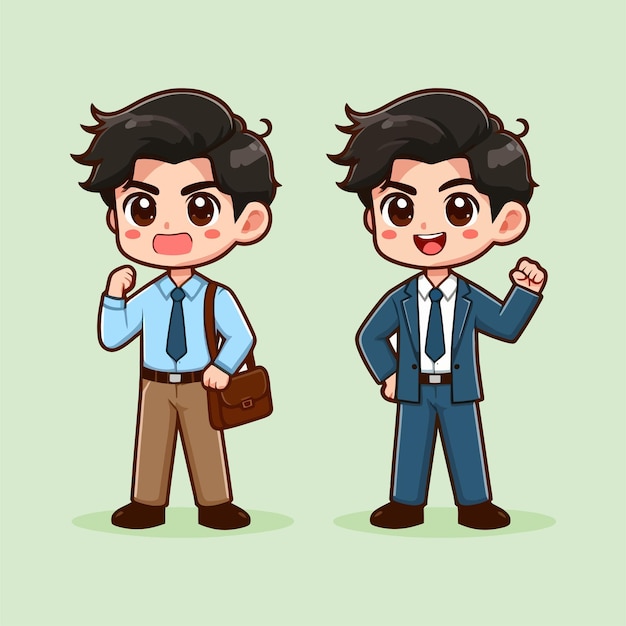 Cheerful Businessman Cartoon Characters in Formal Attire | Jiffy Designs