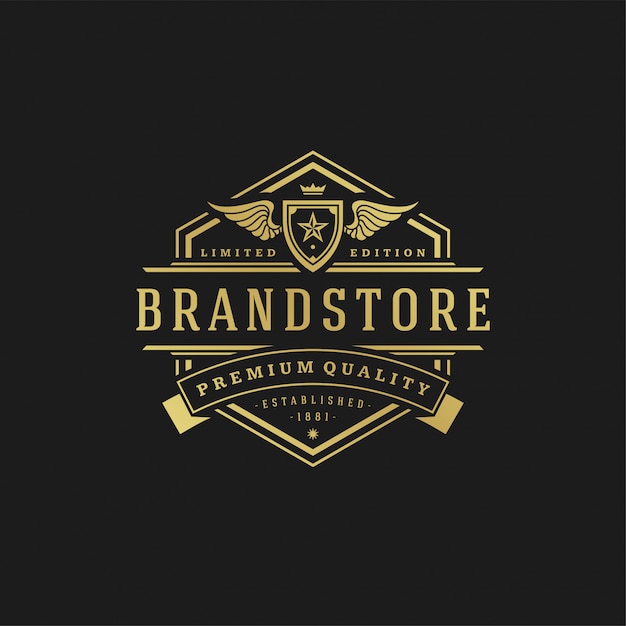 Elegant Golden Emblem for Premium Brand Store | Jiffy Designs