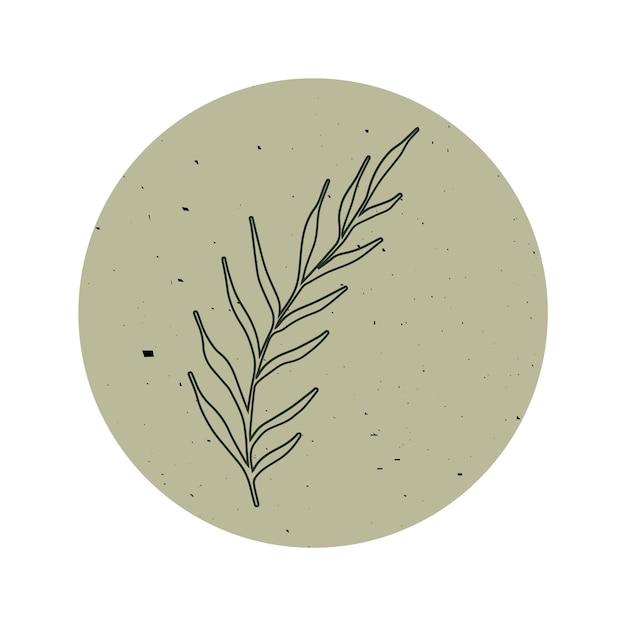 Minimalist Botanical Illustration of a Delicate Leaf Sprig | Jiffy Designs