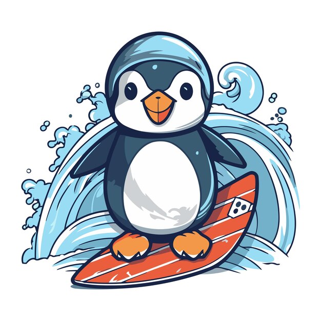 Adorable Surfing Penguin Riding the Waves | Jiffy Designs