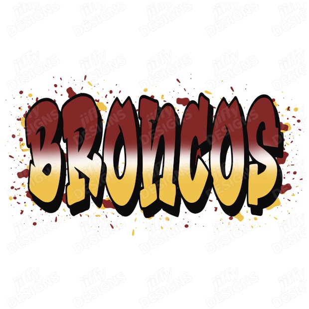 'Broncos' Graffiti-Style Lettering with Vibrant Color Gradient and ...
