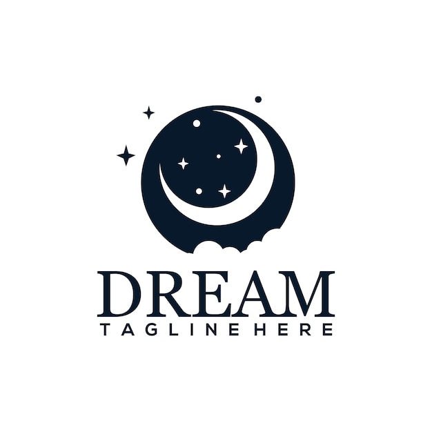 Whimsical Crescent Moon and Starry Night Sky Logo | Jiffy Designs