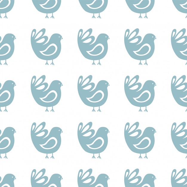 Seamless Pattern of Stylized Teal Rooster Silhouettes | Jiffy Designs