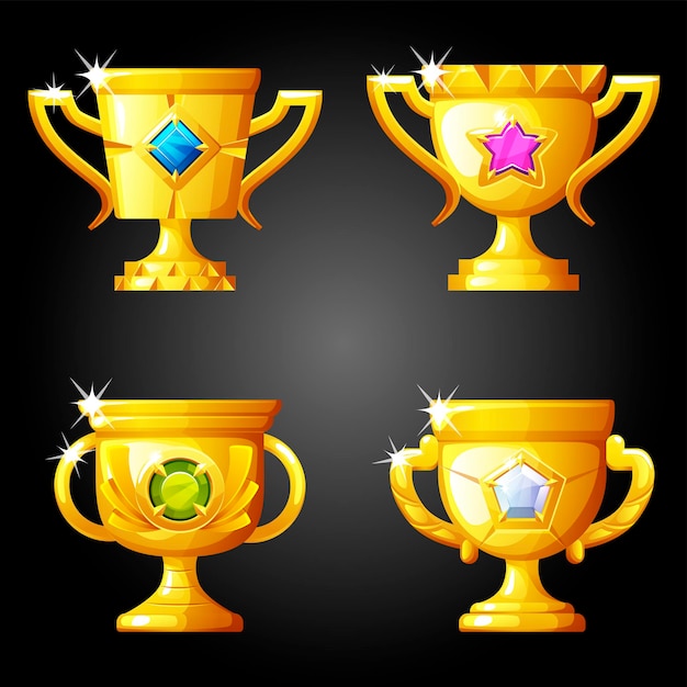 Sparkling Golden Trophies with Vibrant Emblems | Jiffy Designs