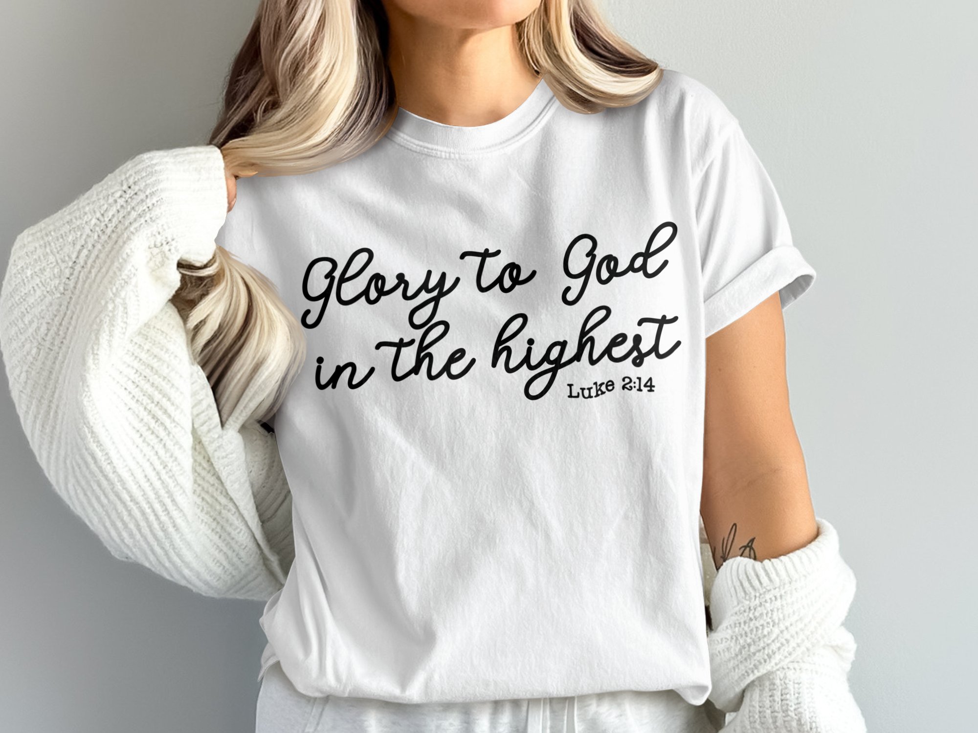 'Glory to God in the Highest' Elegant Cursive Script with Biblical ...
