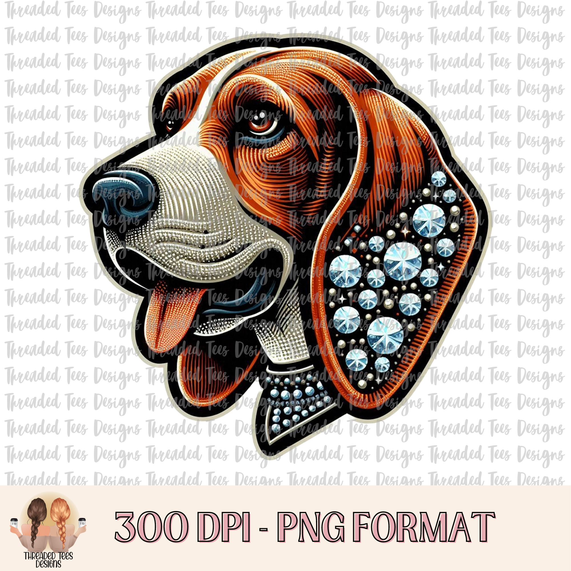 Beagle Portrait with Jeweled Ear Stylized Vector Illustration | Jiffy ...
