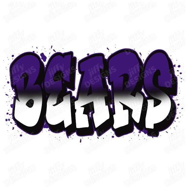 'Bears' Graffiti-Style Text with Bold Purple Hues and Splatter Effects ...