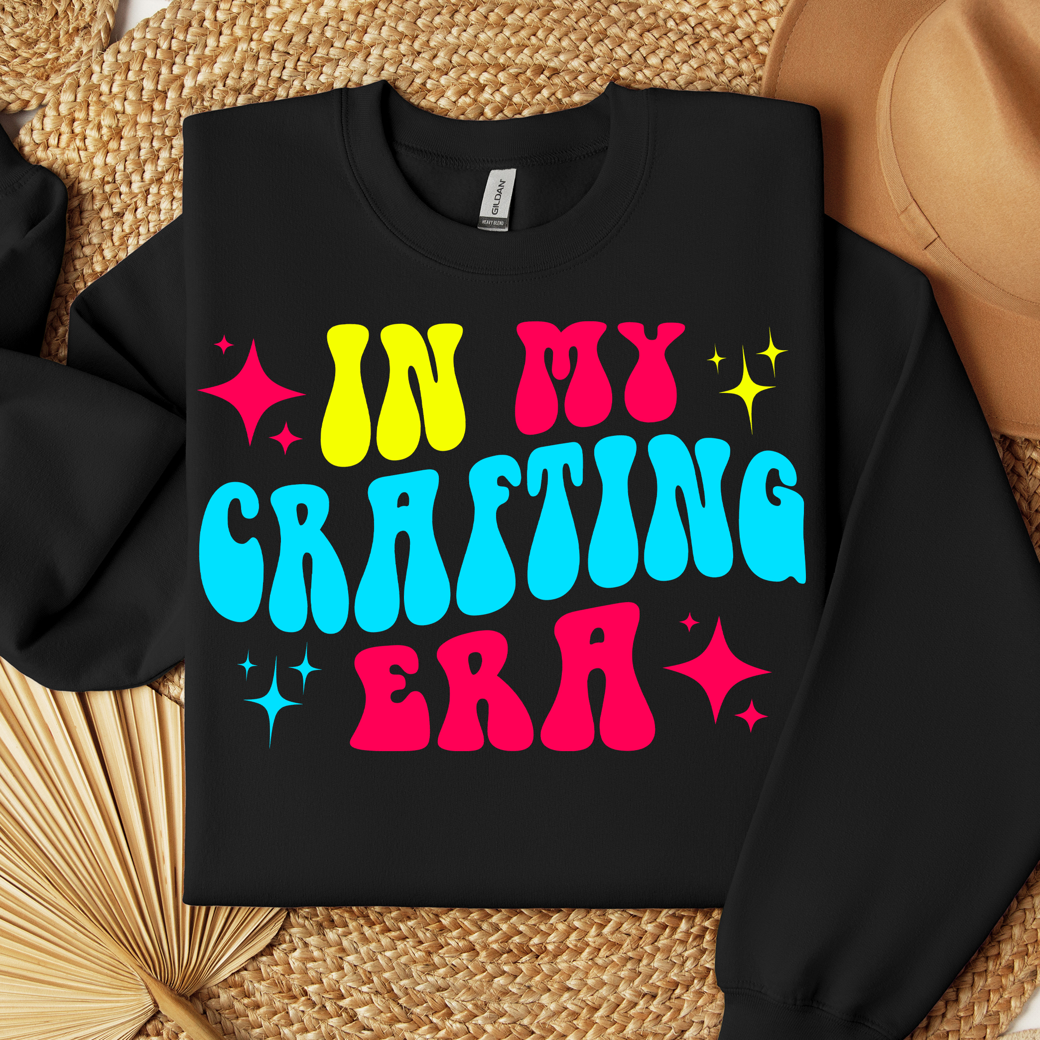 'In My Crafting Era' Vibrant Psychedelic Lettering with Sparkling Stars ...