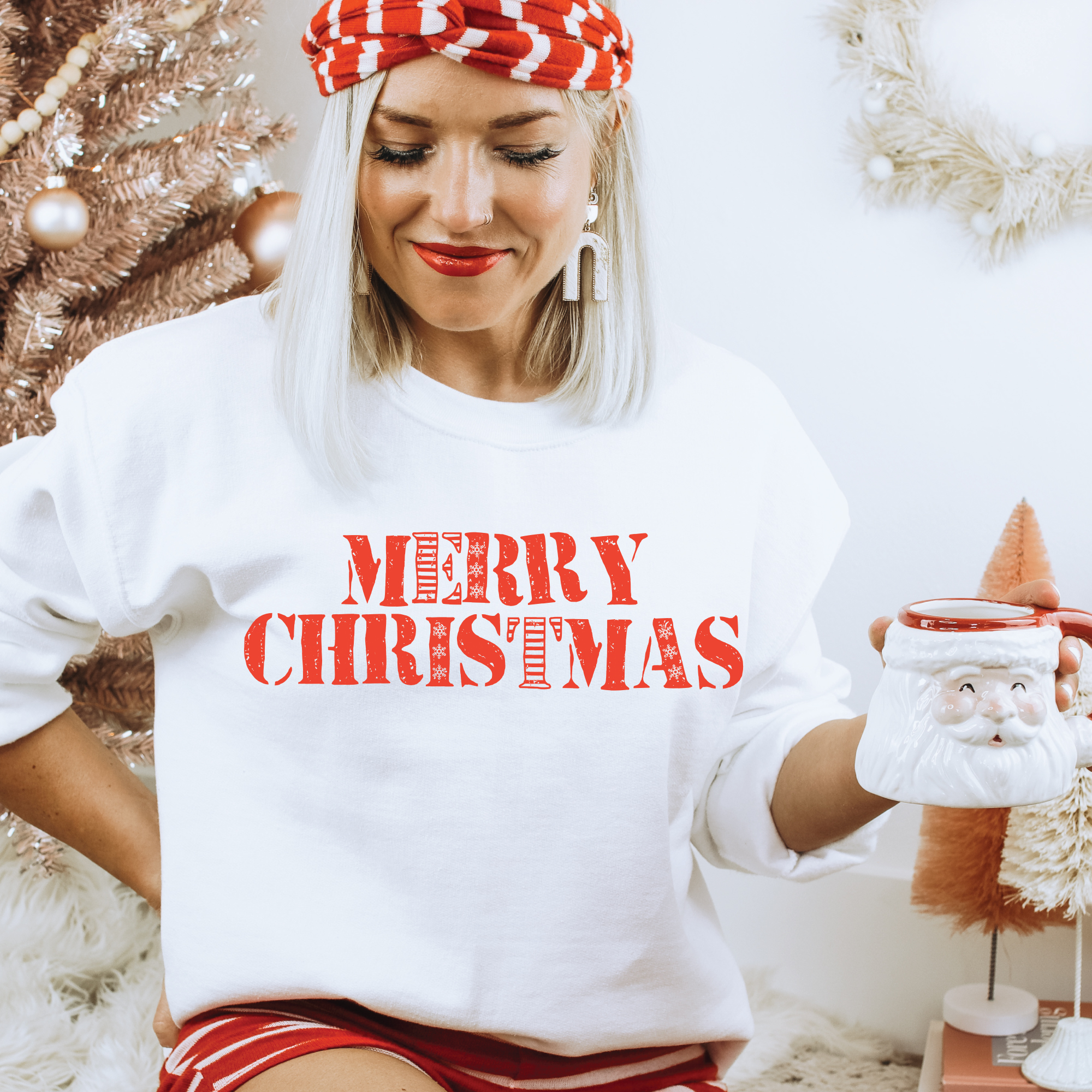 'Merry Christmas' Festive Red Typography with Whimsical Snowflake ...