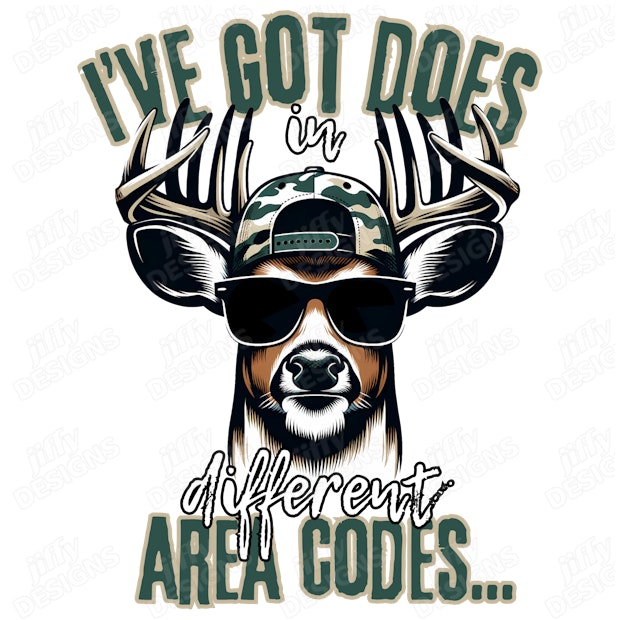 'I've Got Does in Different Area Codes' Stylized Deer Head with ...