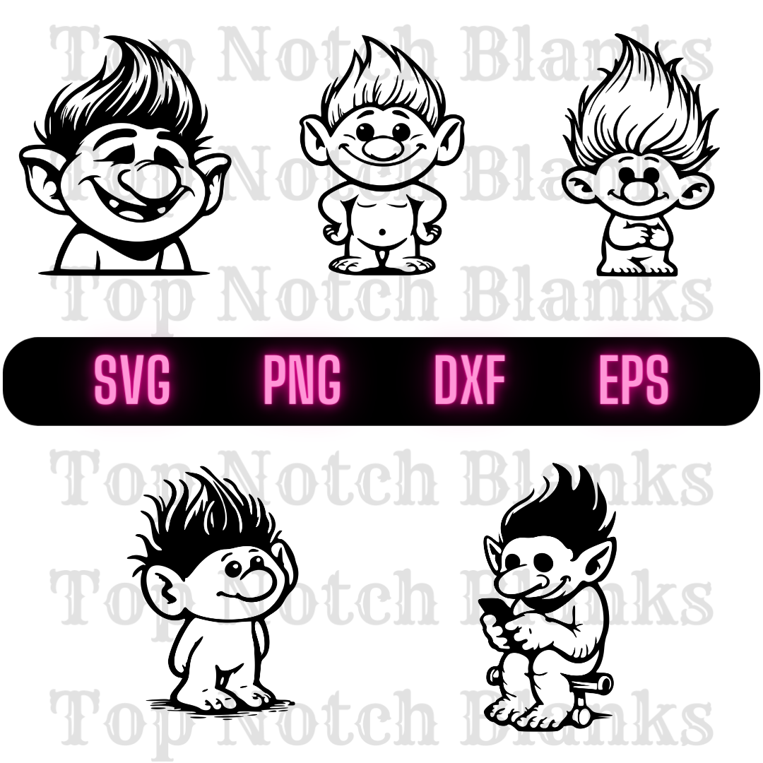 Mischievous Troll Bundle Pack in Bold Monochrome Black Silhouette ...