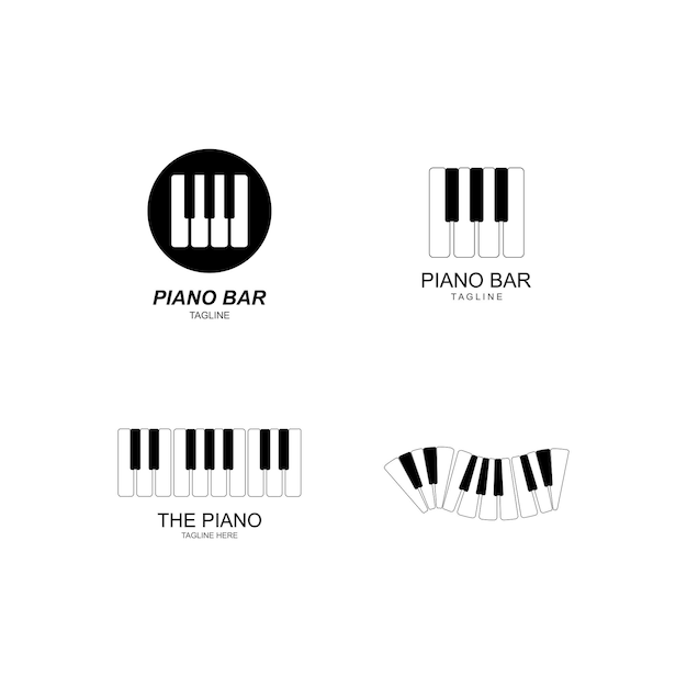 Minimalist Piano Key Symbols in Sleek Black and White | Jiffy Designs