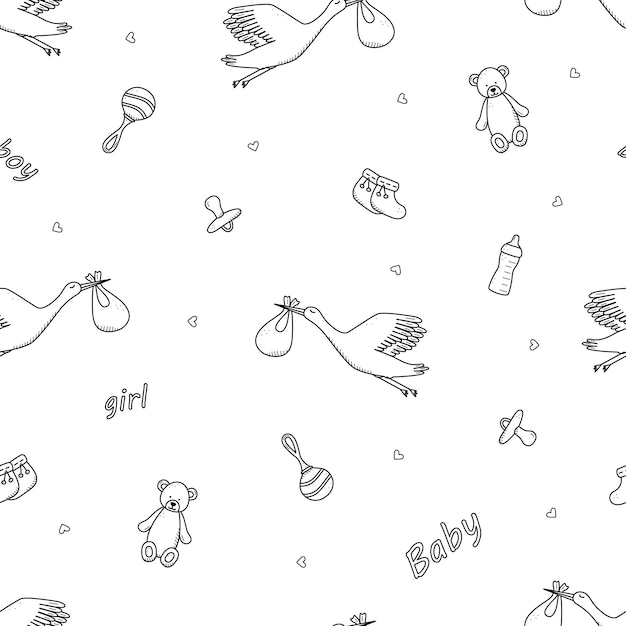 Whimsical Baby Shower Doodle Pattern | Jiffy Designs