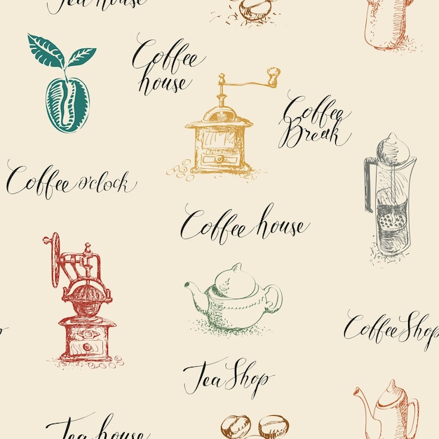 Elegant Coffee House Themed Illustration with Vintage Elements | Jiffy ...