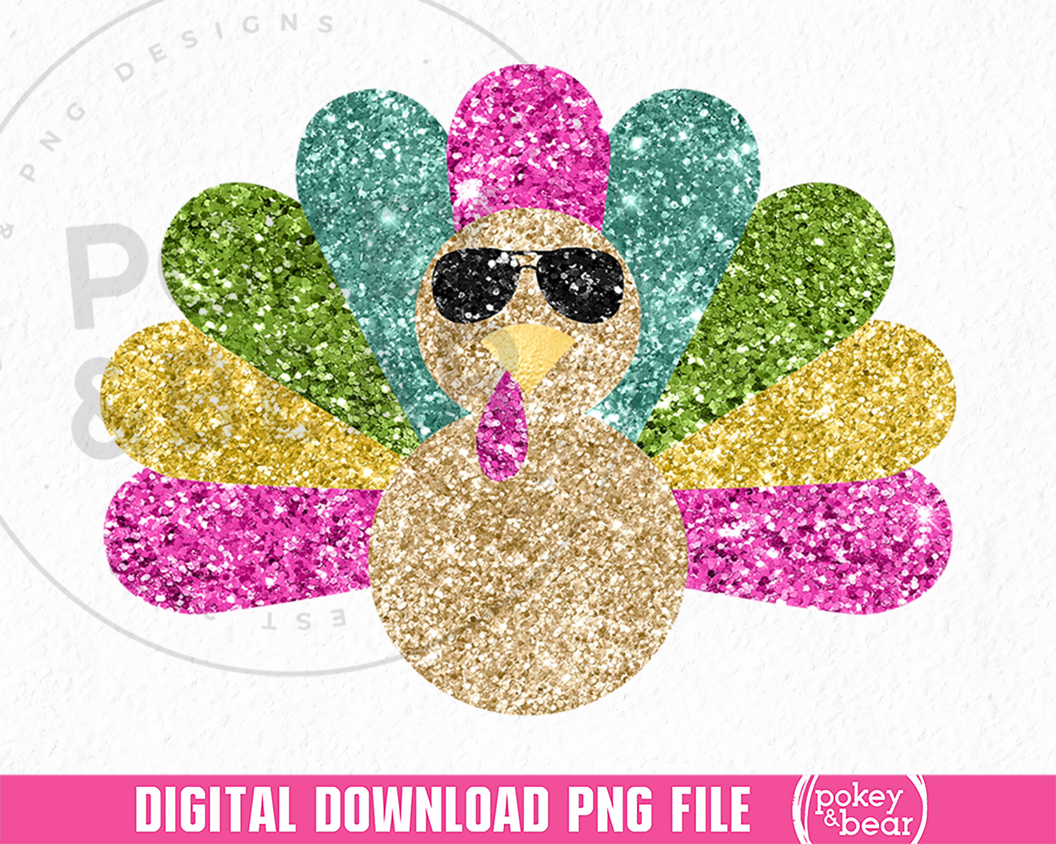 Faux Glitter Turkey Png Sublimation Design Glitter Thanksgiving Png ...