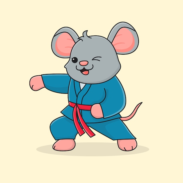 Cheerful Karate Mouse in Martial Arts Uniform | Jiffy Designs