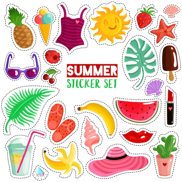 Vibrant Collection of Summer-Themed Stickers and Icons | Jiffy Designs