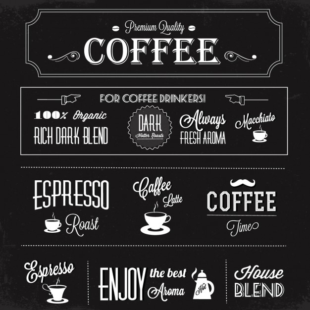 Chalkboard-style Coffee Menu with Vintage Typographic Elements | Jiffy ...