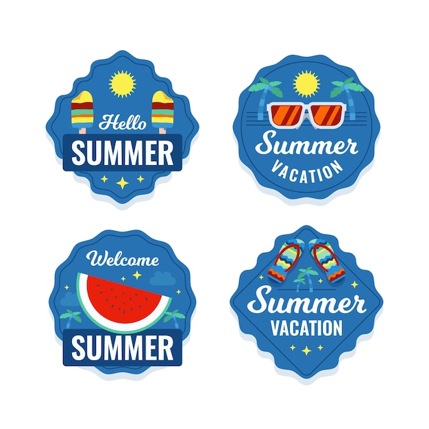 Vibrant Summer Vacation Emblem Collection with Diverse Imagery | Jiffy ...