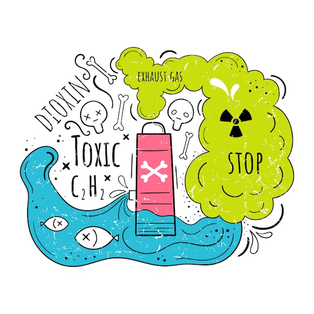 Vibrant Toxic Waste Illustration with Warning Signs | Jiffy Designs