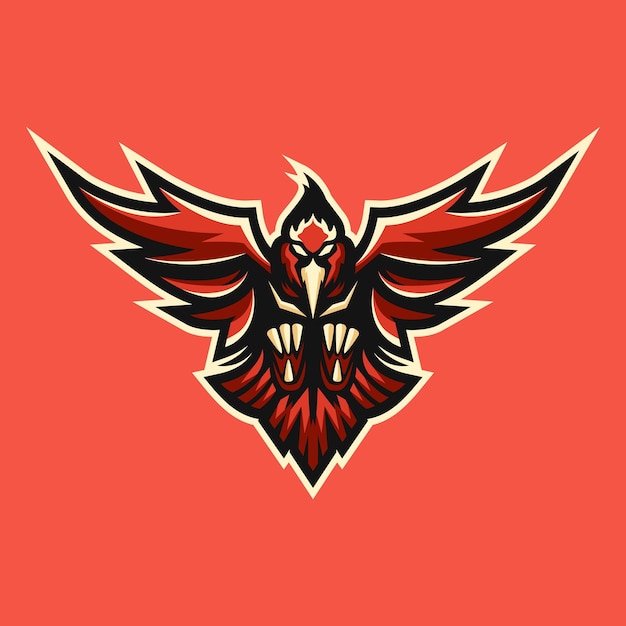 Majestic Crimson Phoenix Emblem on Vibrant Red | Jiffy Designs