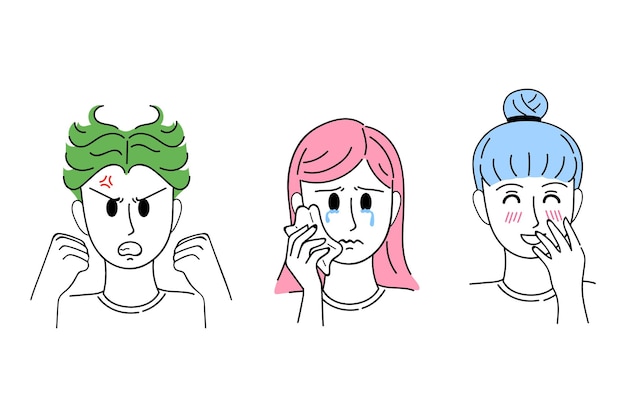 Whimsical Expressions: Trio of Quirky Cartoon Faces | Jiffy Designs