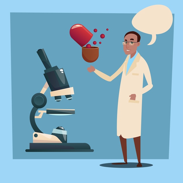 Scientist Examining Microscopic Elements with Colorful Visual ...