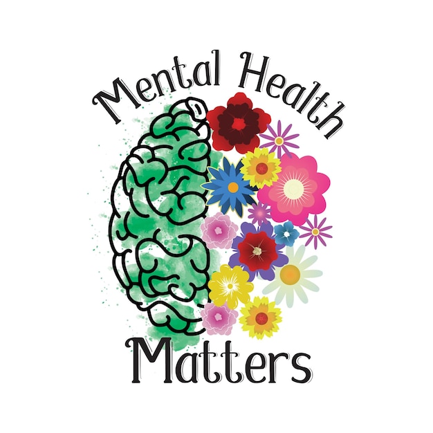 Vibrant Brain and Floral Emblem Celebrating Mental Health | Jiffy Designs