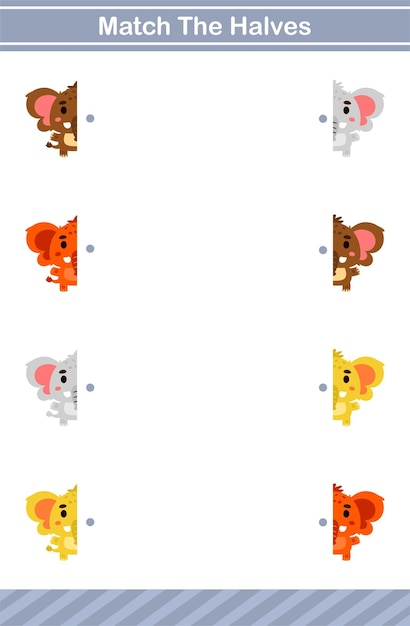 Whimsical Animal Halves Match Game | Jiffy Designs