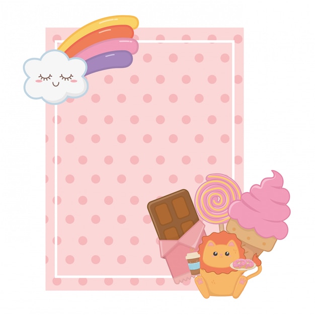 Delightful Dessert-Themed Frame with Cute Kawaii Elements | Jiffy Designs