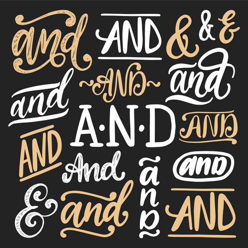 Handwritten Ampersands And Conjunctions And Vector Set. Calligraphic ...