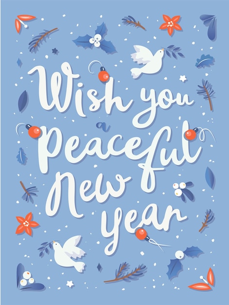 Peaceful New Year Greeting with Whimsical Floral Motifs | Jiffy Designs