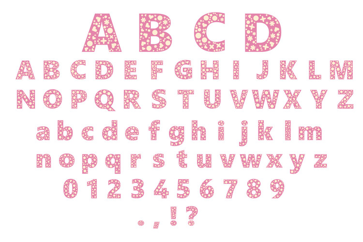 Heartfelt Blooms Display Alphabet Whimsical Typeface With Pink Hearts ...