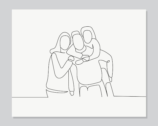Embrace of Friendship: A Simple, Heartwarming Line Drawing | Jiffy Designs