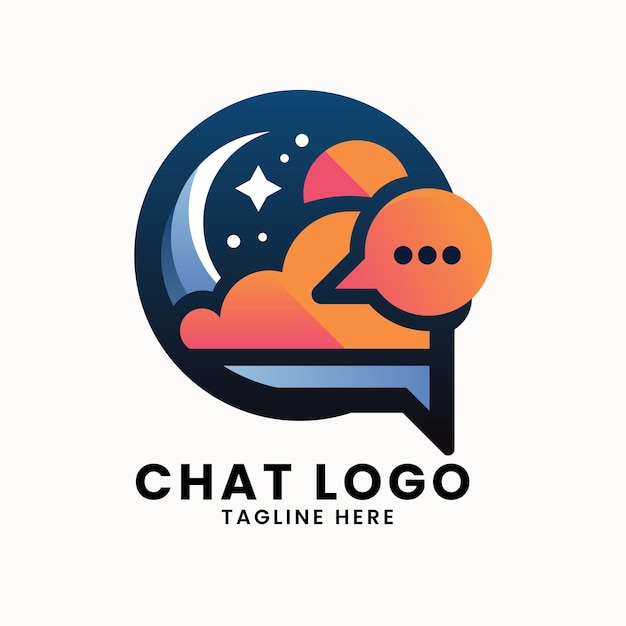 Vibrant Night Sky Chat Icon with Crescent Moon and Stars | Jiffy Designs