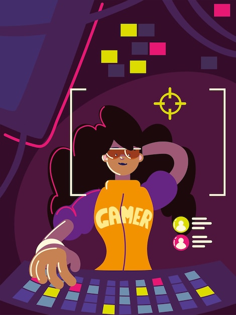 Vibrant Gamer Silhouette with Geometric Shapes | Jiffy Designs