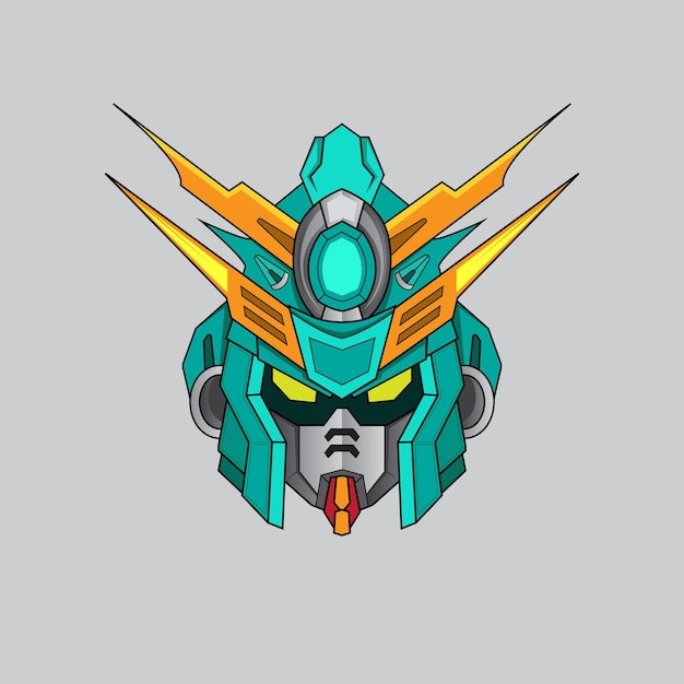 Vibrant Mecha Warrior Emblem: A Dynamic Sci-Fi Icon | Jiffy Designs