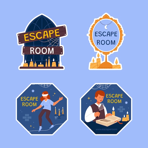 Vibrant Escape Room Themed Graphic Collection with Diverse Imagery ...