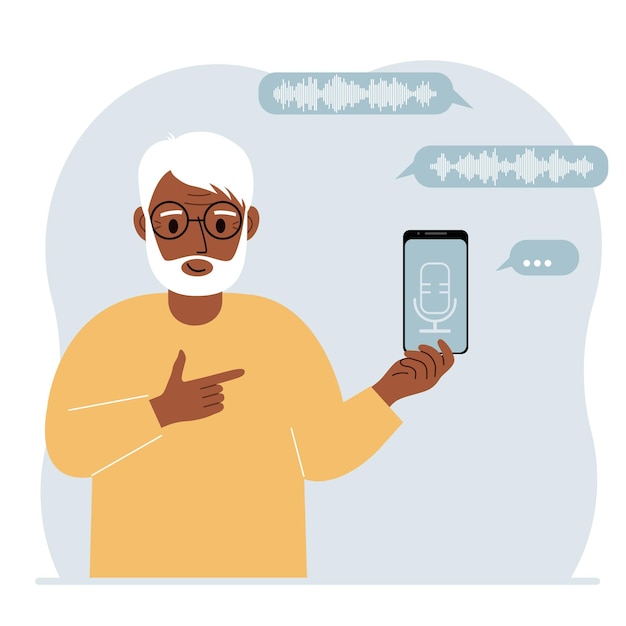 Tech-Savvy Man Showcases Smartphone with Messaging Bubbles | Jiffy Designs