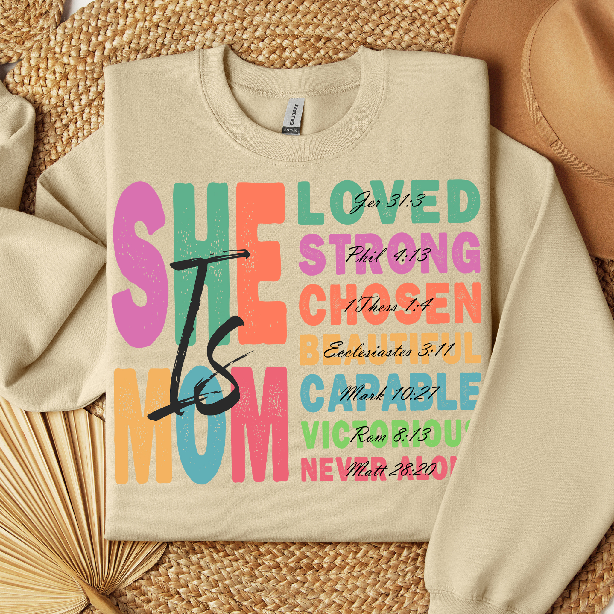 'She Is' Empowering Typography in Vibrant Multicolored Block Letters ...