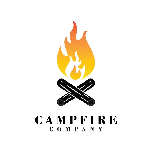 Vibrant Campfire Emblem with Crossed Logs | Jiffy Designs