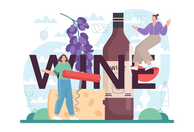 Vibrant Wine Themed Illustration with Playful Characters | Jiffy Designs