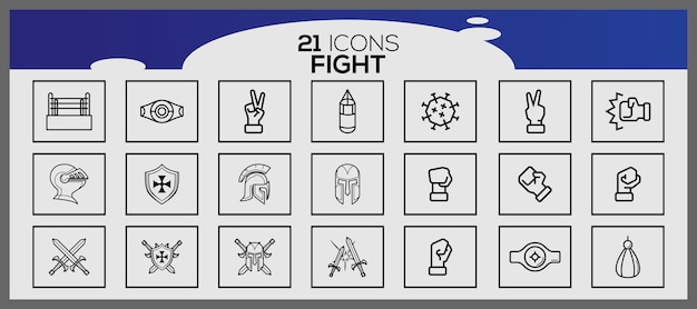 Diverse Collection of 21 Fight-Themed Icons in Minimalist Style | Jiffy ...
