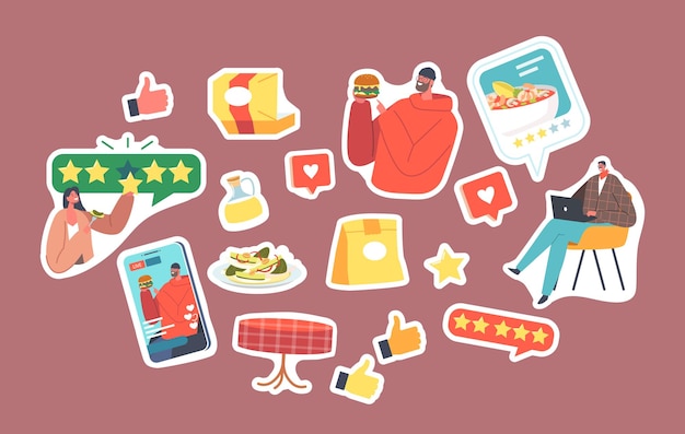 Vibrant Sticker Collection Showcasing Food, Tech, and Social ...