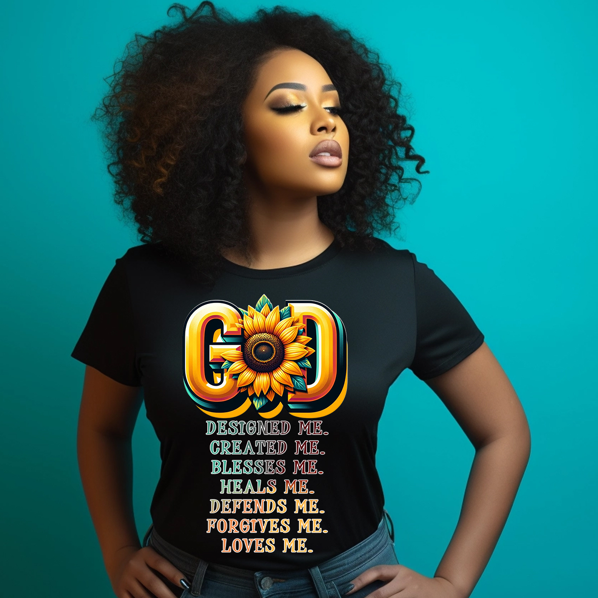 'God' Sunflower Emblem with Inspirational Phrases in Vibrant Typography ...