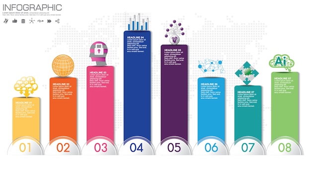 Colorful Infographic Design with Numbered Bars and Icons | Jiffy Designs