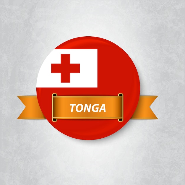 Vibrant Tonga Flag Emblem with Ribbon Banner | Jiffy Designs