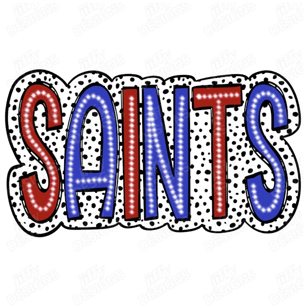 'Saints' Vibrant Dotted Lettering with Patriotic Color Scheme | Jiffy ...