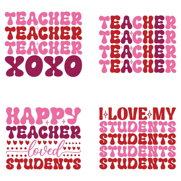Vibrant Teacher-Themed Graphic Collection with Motivational Slogans ...